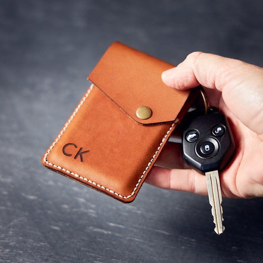 Leather Card Holder Keyring | Print with Loop